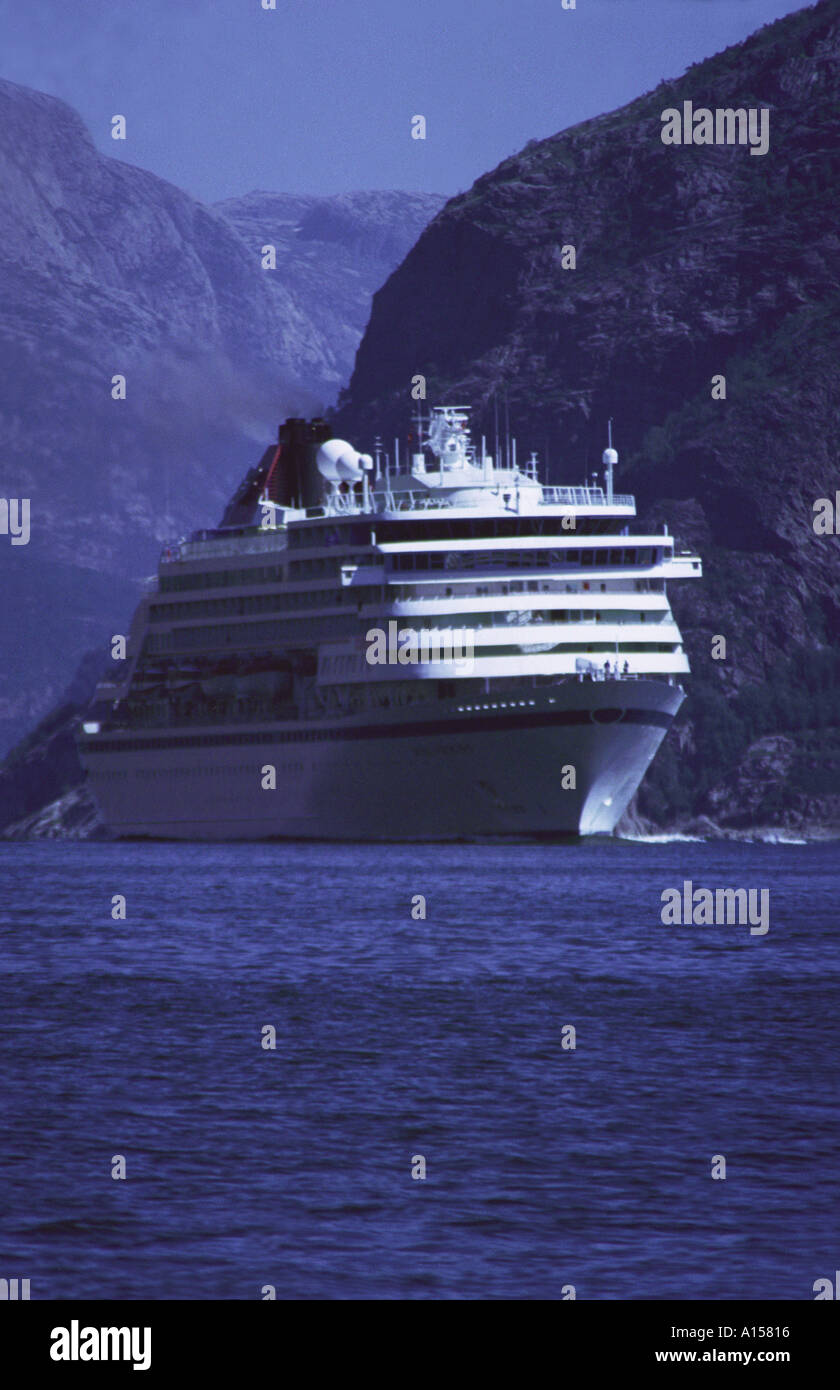 Cruise ship in Norwegian fjord Stock Photo - Alamy