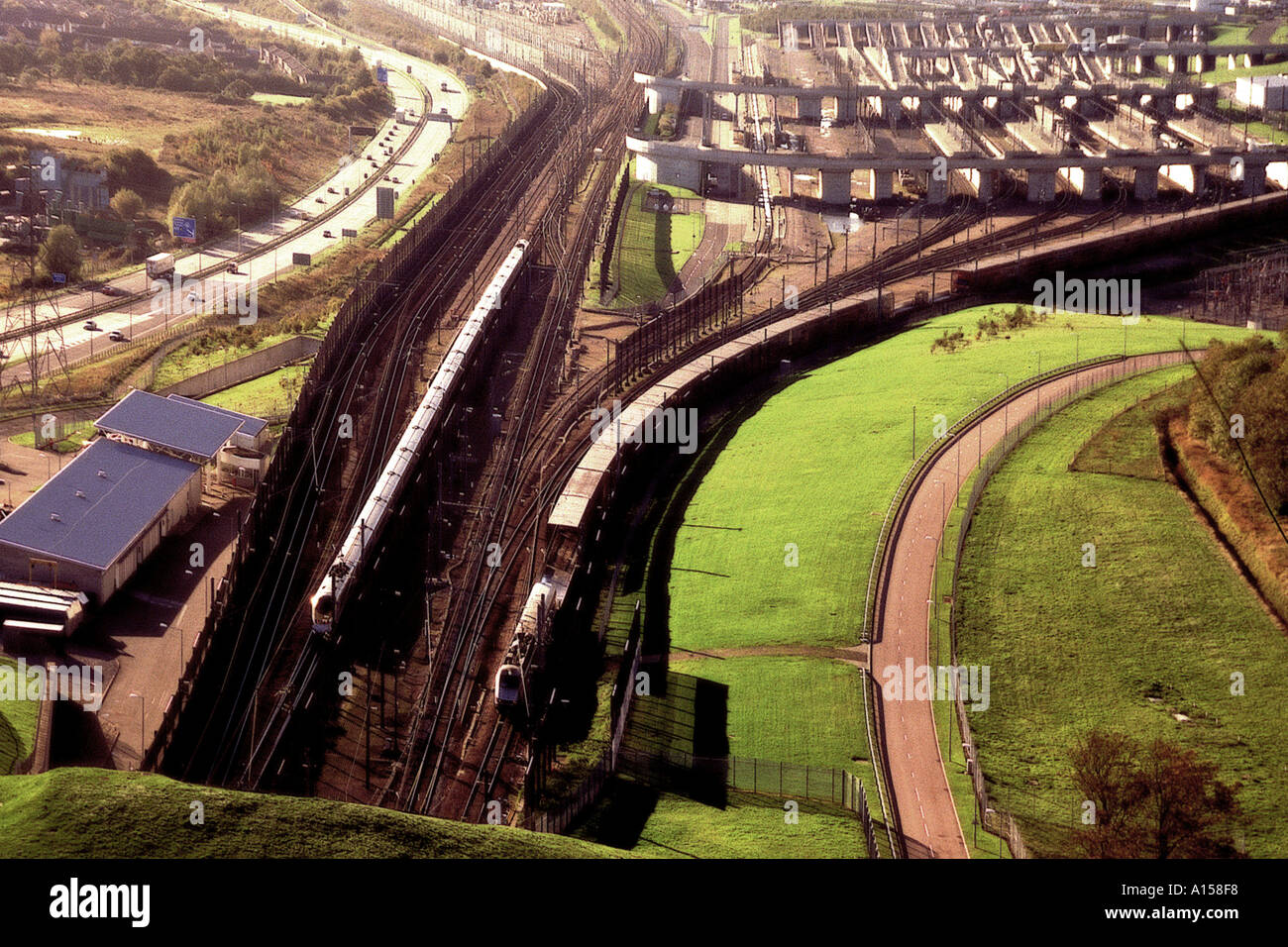 Trains leaving and entering the Channel Tunnel Folkestone Kent D Hughes ...