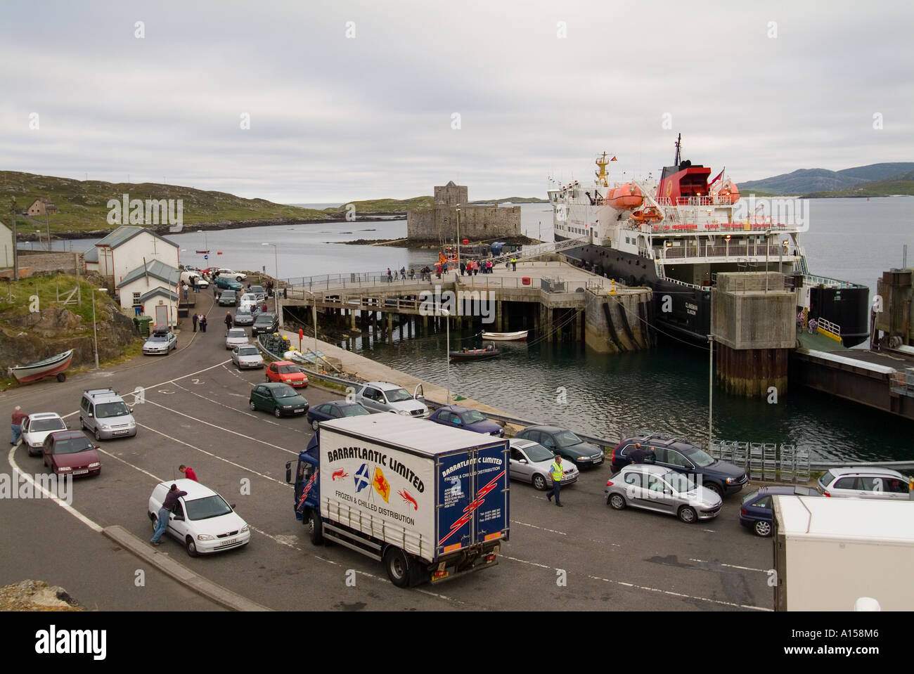 Castlebay, Barra, Western Isles. A ferry in front of Kisimul Castle ...