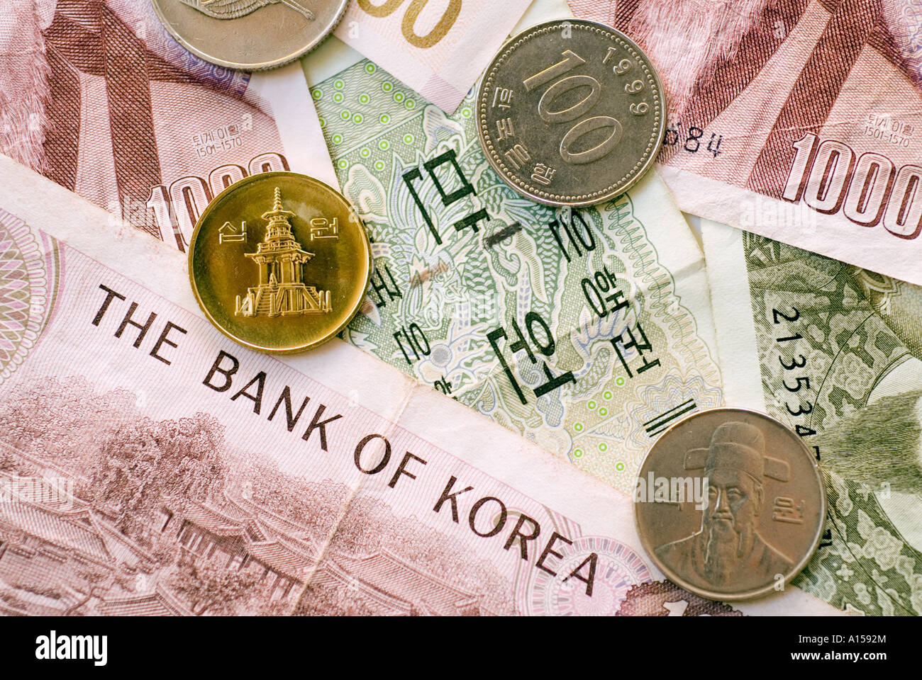 Money from Korea Stock Photo - Alamy