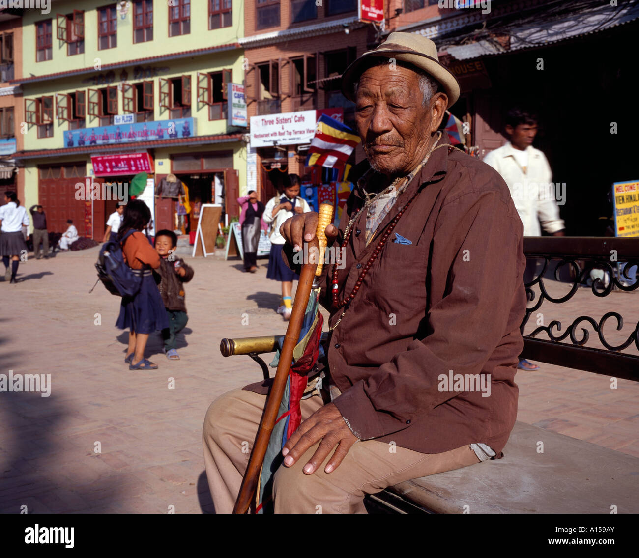 Bouddha Nath Stupa Old man, Little Tibet, Kathmandu, Nepal Asia Stock ...