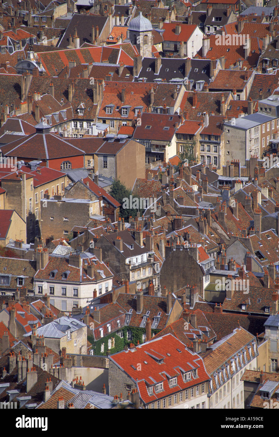 Aerial view taken from the Fort de Chaudanne of houses in the city of ...