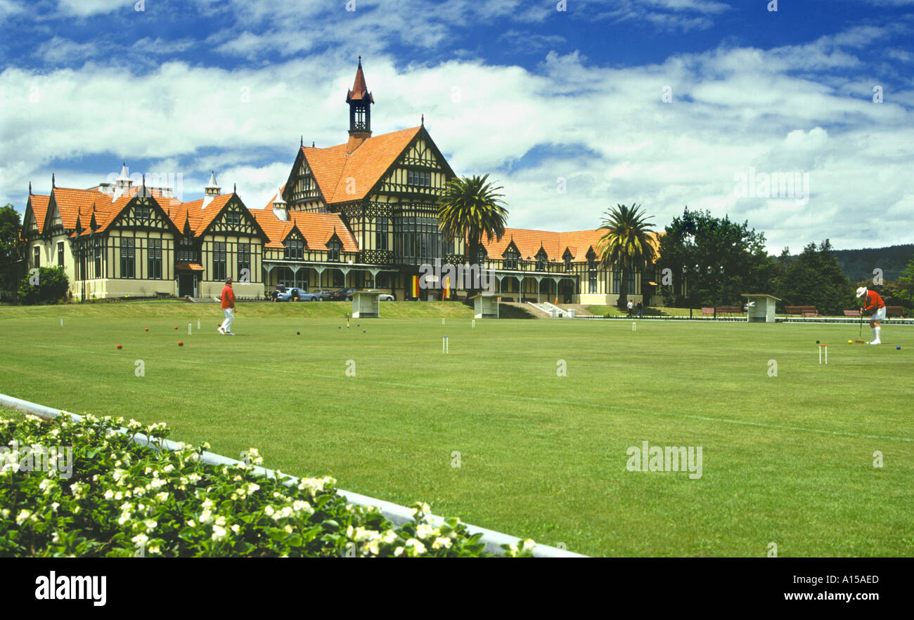 Tudor Towers and Government Gardens in Rotorua New Zealand Stock Photo ...