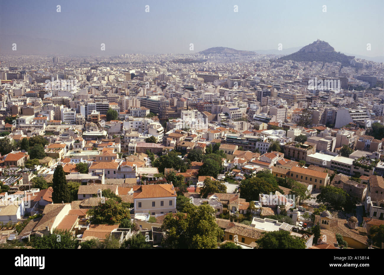 overview of Athens in Greece Stock Photo - Alamy