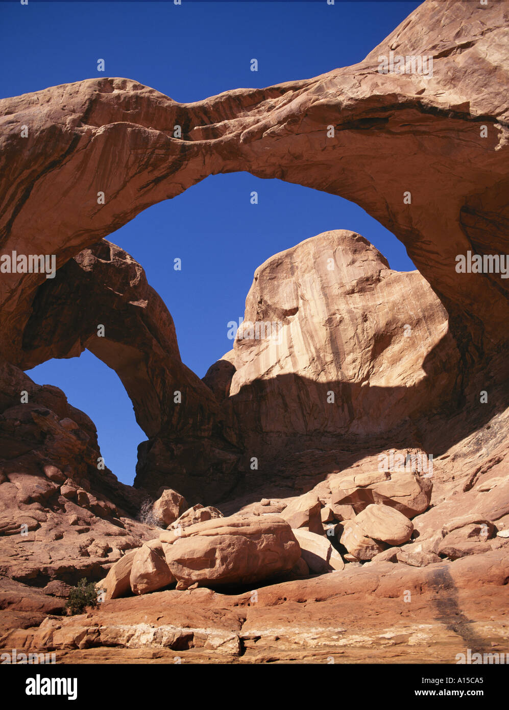 Double Arch Arches National Monument Moab Utah USA sandstone formations ...