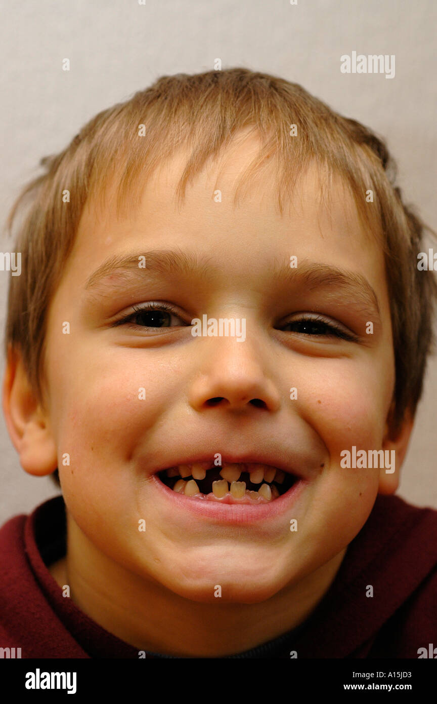 boy with tooth space Stock Photo - Alamy
