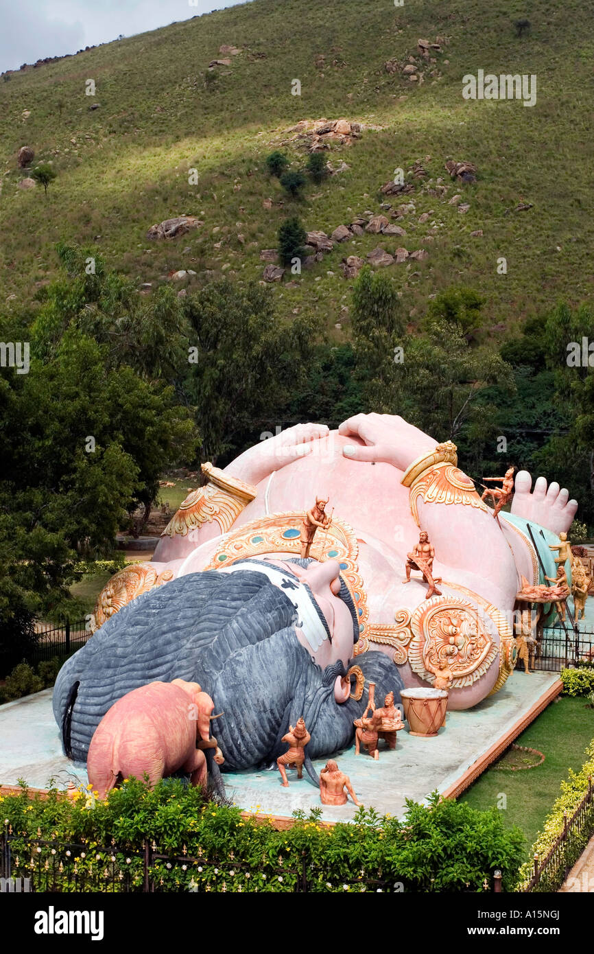 Kumbhakarna statue in Kumbhakarna Gardens. Indian legend statue tourist ...