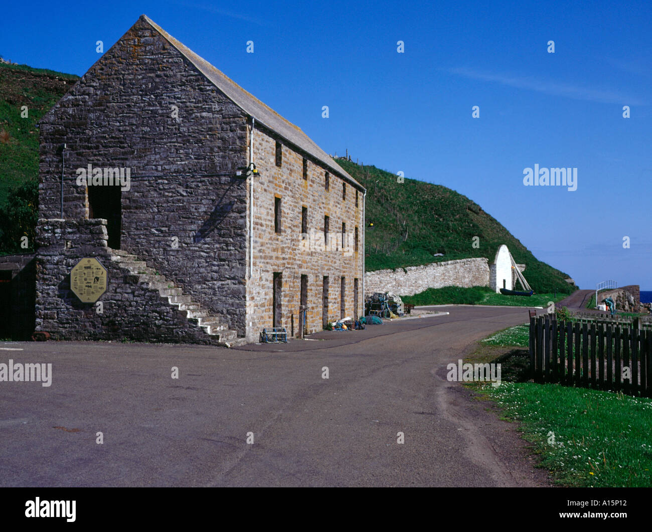 dh DUNBEATH CAITHNESS Warehouse Storage building with white washed ice ...