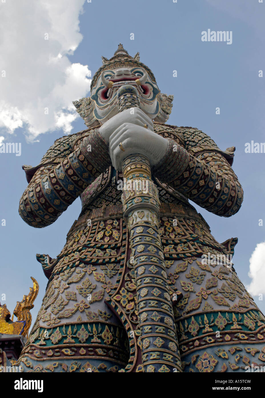 Statue stands guard at Emerald Palace in Bangkok Thailand Stock Photo ...