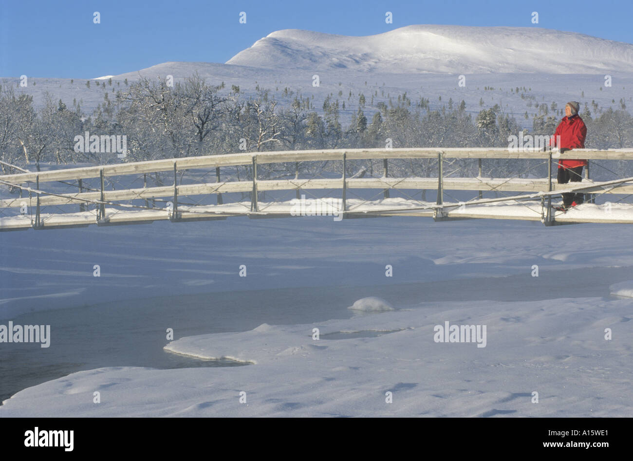 Woman standing on a bridge Stock Photo - Alamy