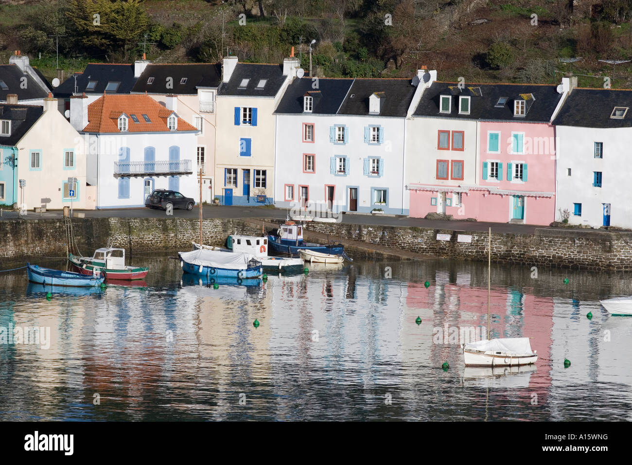 Port of Sauzon Belle île en mer island. Brittany. France Stock Photo ...