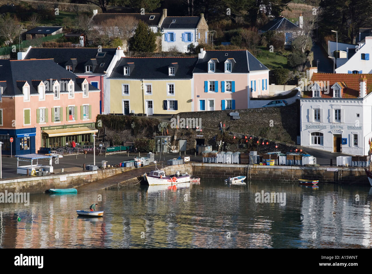 Port of Sauzon Belle île en mer island. Brittany. France Stock Photo ...