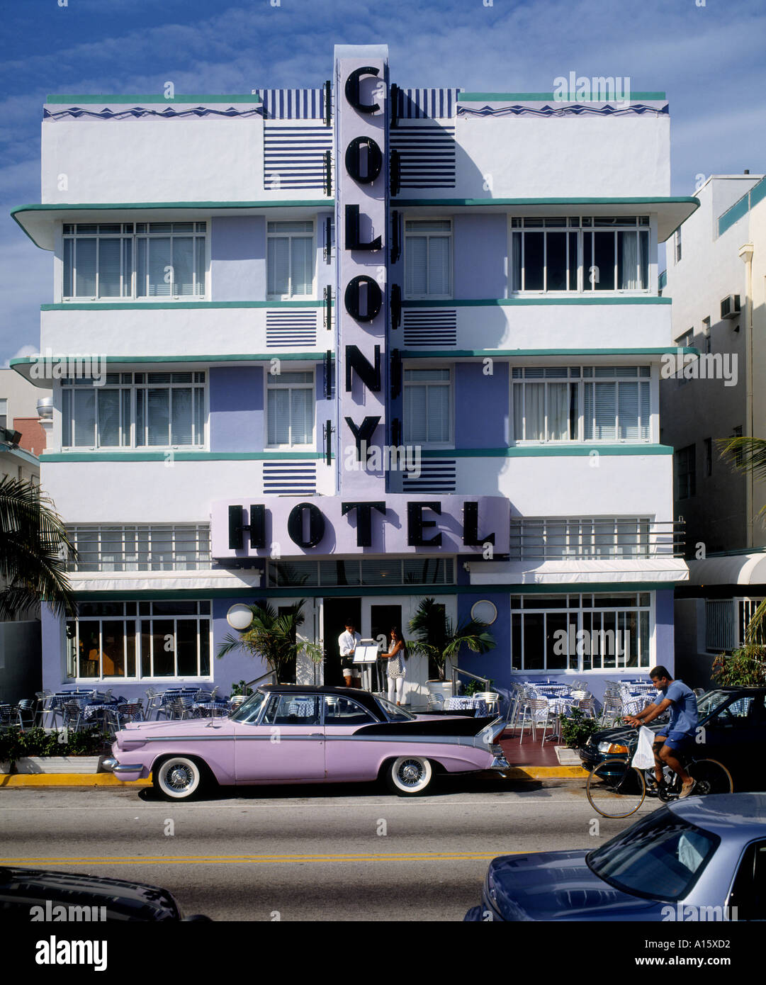 Colony Hotel on Ocean Drive in Miami Beach Stock Photo - Alamy