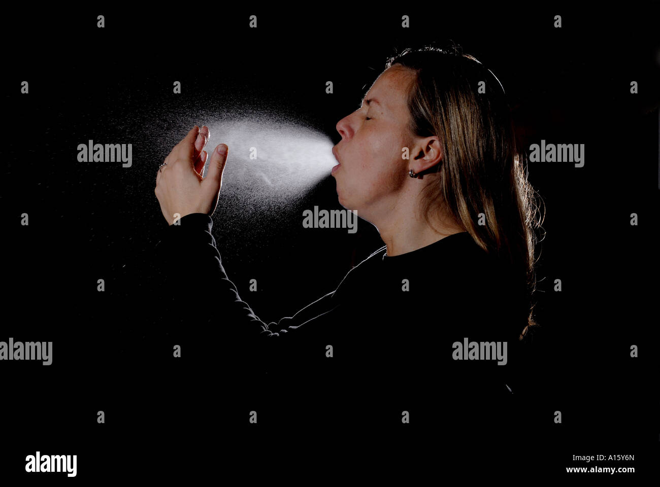 female coughing and sneezing Stock Photo - Alamy