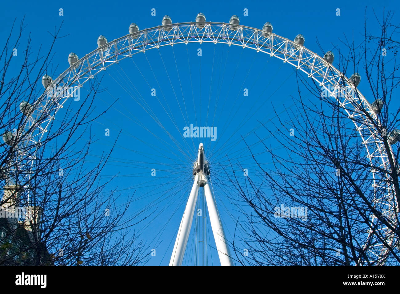 Horizontal wide angle of the spectacular London Eye, aka Millennium ...