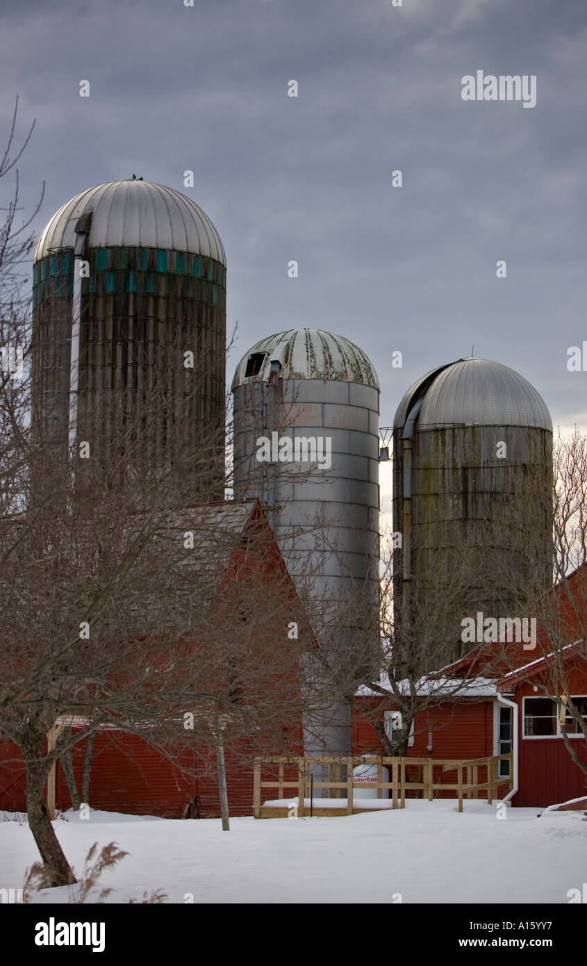 Silos on a Vermont farm Stock Photo - Alamy