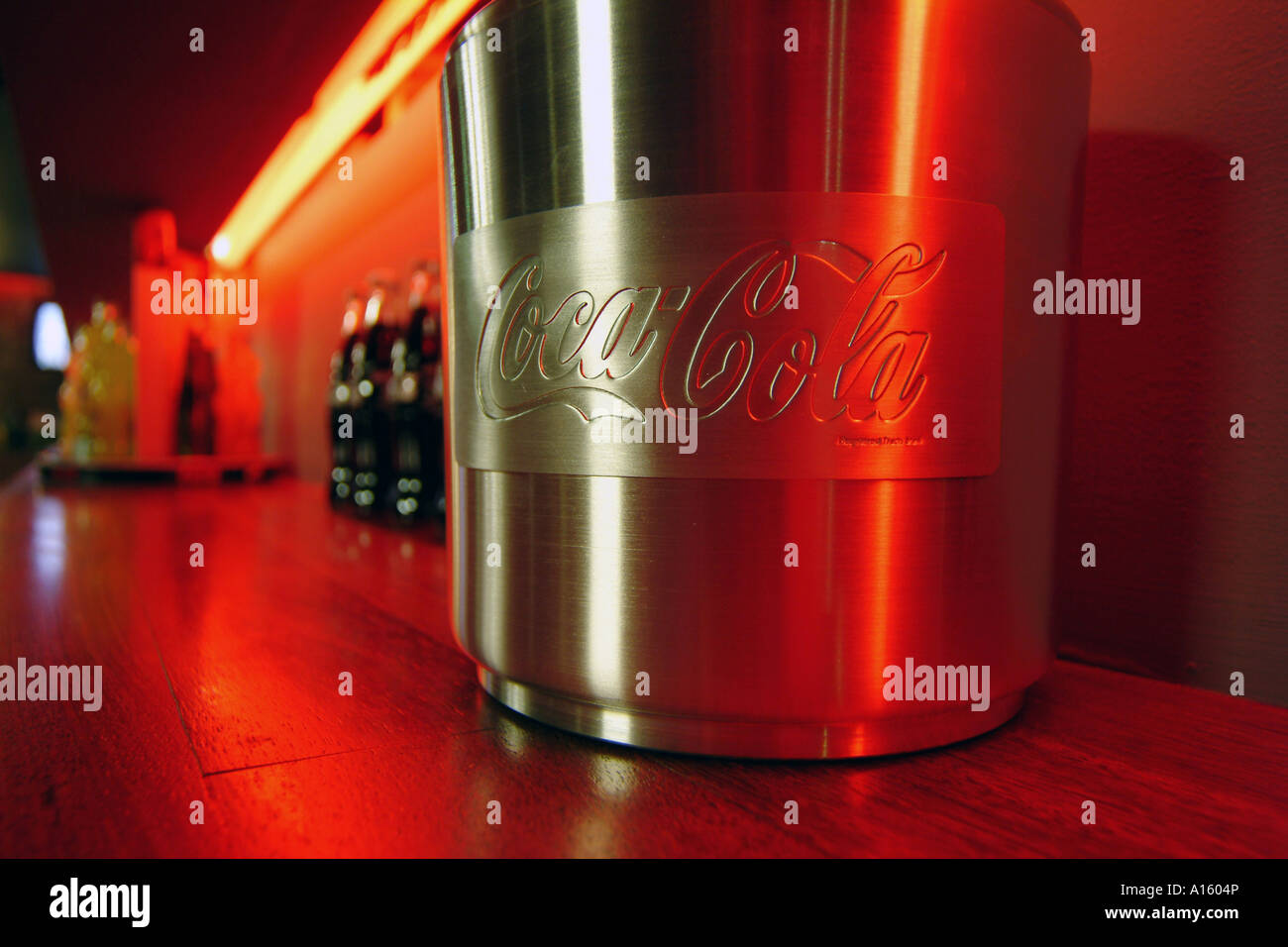 coca cola ice bucket on a bar Stock Photo - Alamy