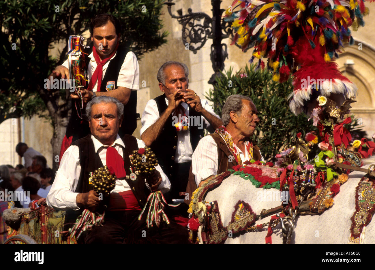 Taromina folk music folklore cart painting horse Sicily Sicilian Italy ...