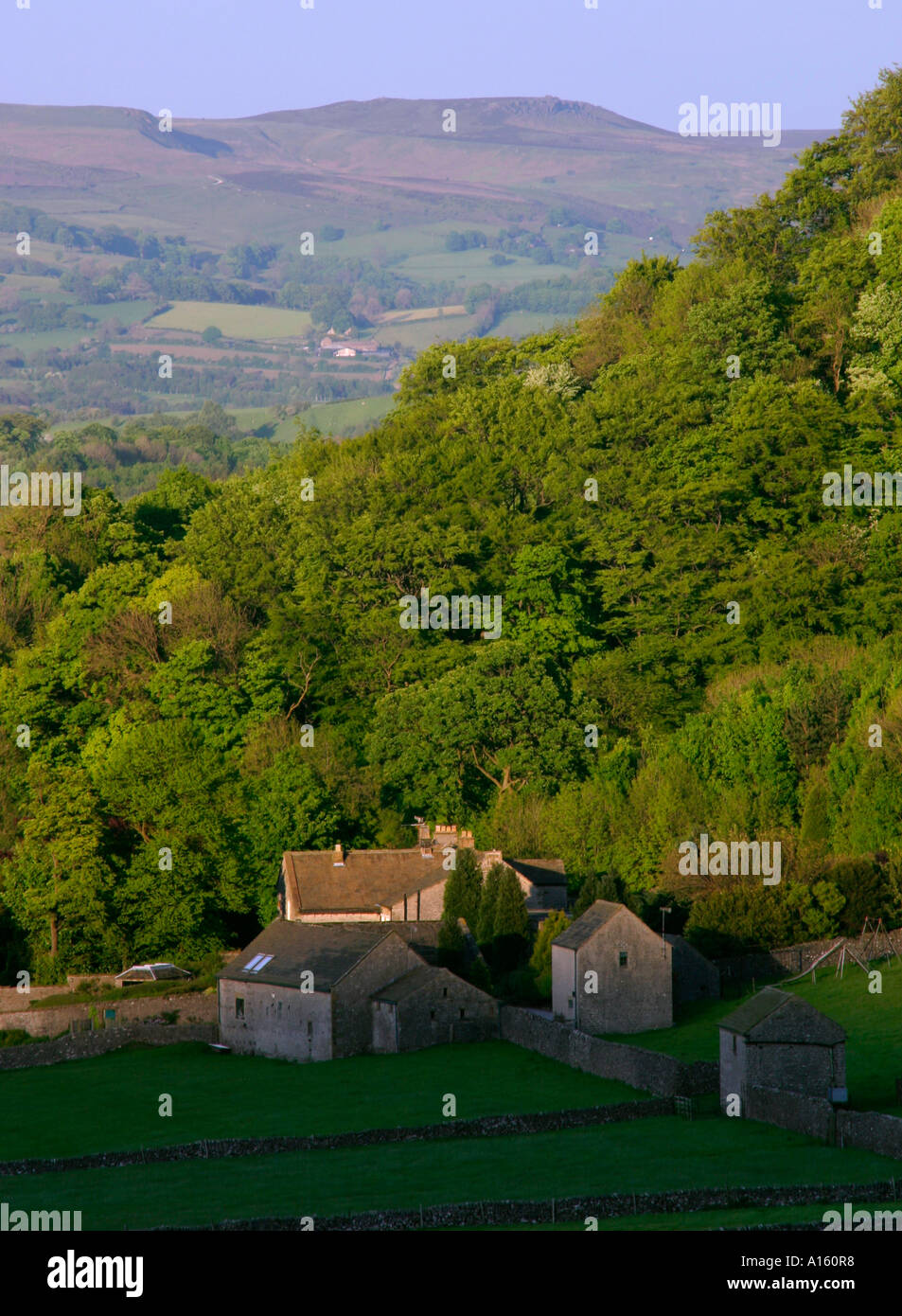 View of the Hope Valley from Winnats Pass showing farm buildings near ...