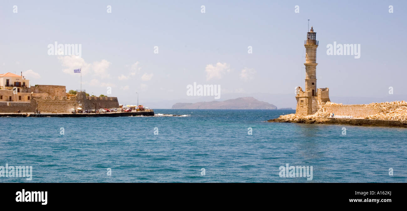 Venetian lighthouse.Chania Crete Greece Stock Photo - Alamy