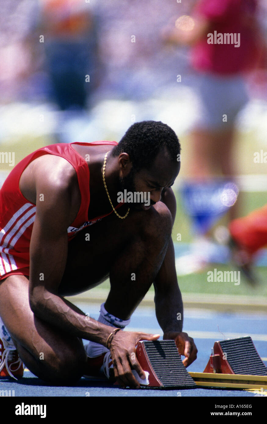 Digital stock image of Edwin Moses competing in track meet Stock Photo ...