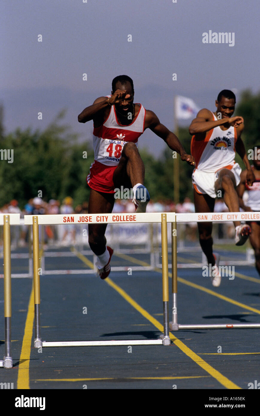 Digital stock image of Edwin Moses competing in track meet Stock Photo ...
