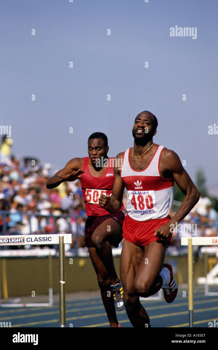 Digital stock image of Edwin Moses competing in track meet Stock Photo ...