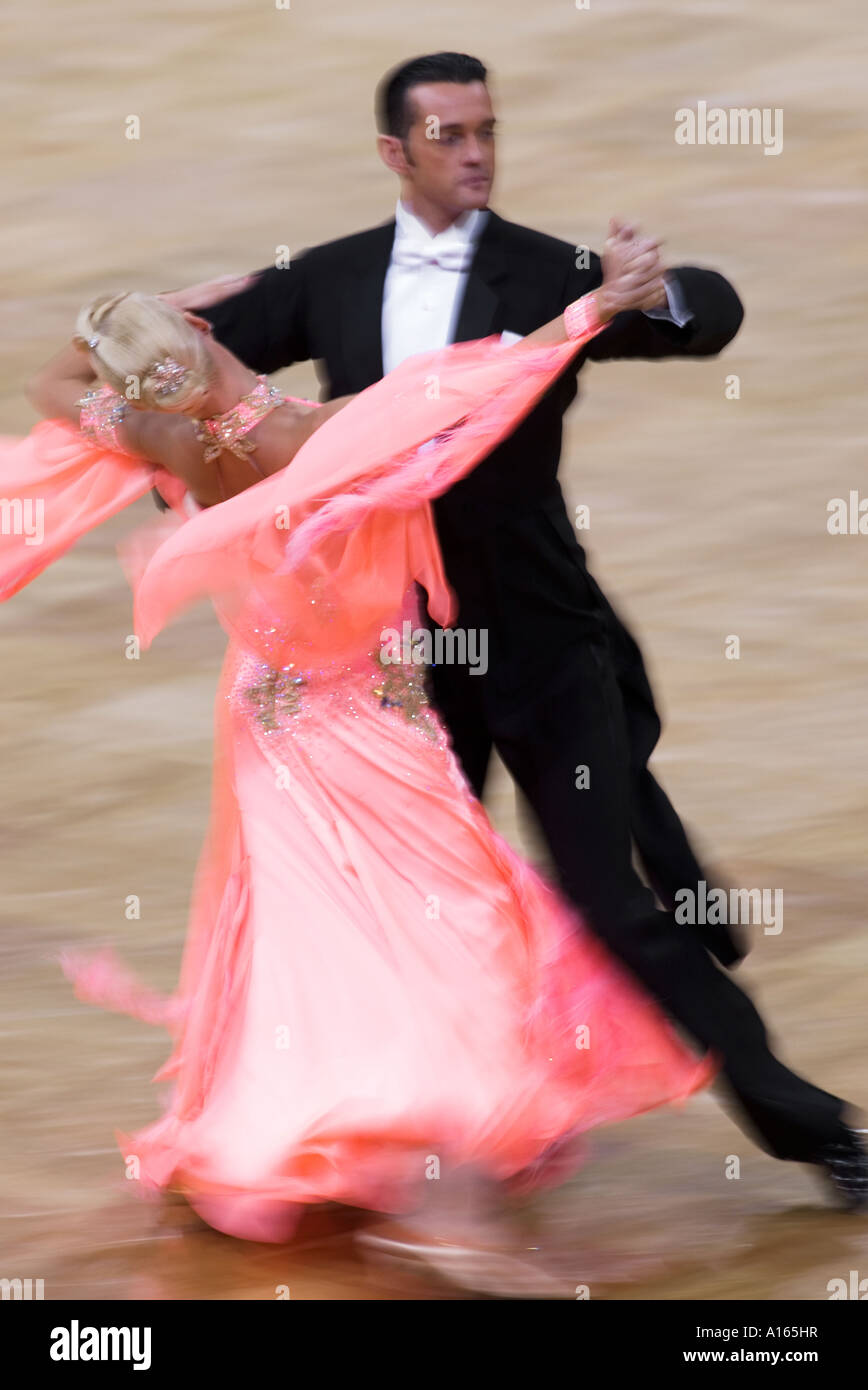 Professional ballroom dancers performing in the Standard Dance ...