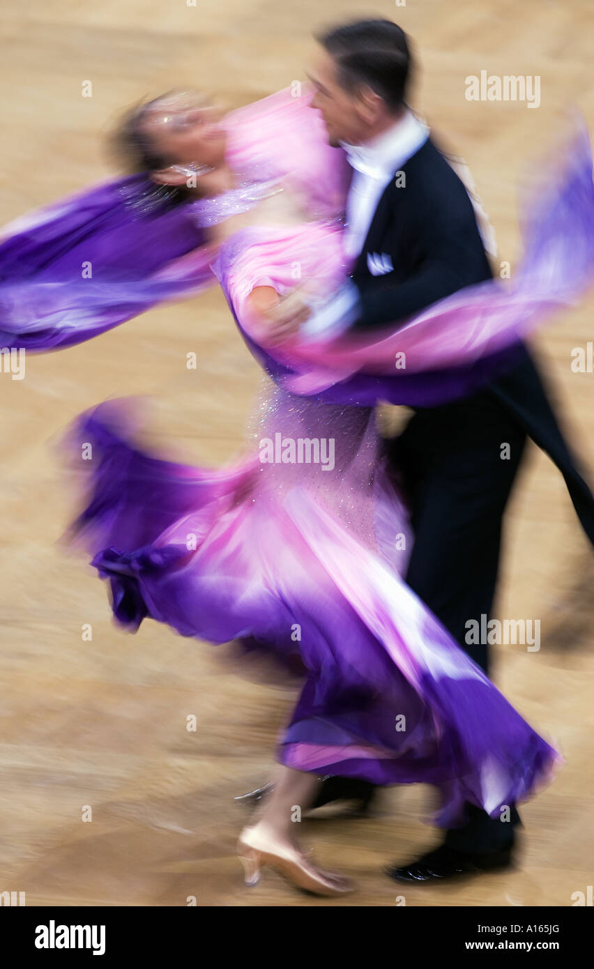 Professional ballroom dancers performing in the Standard Dance ...