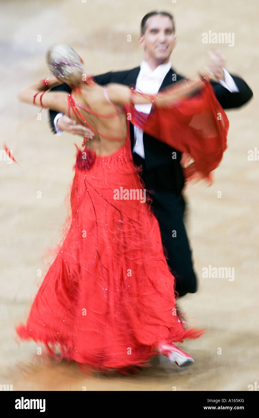 Professional ballroom dancers performing in the Standard Dance ...