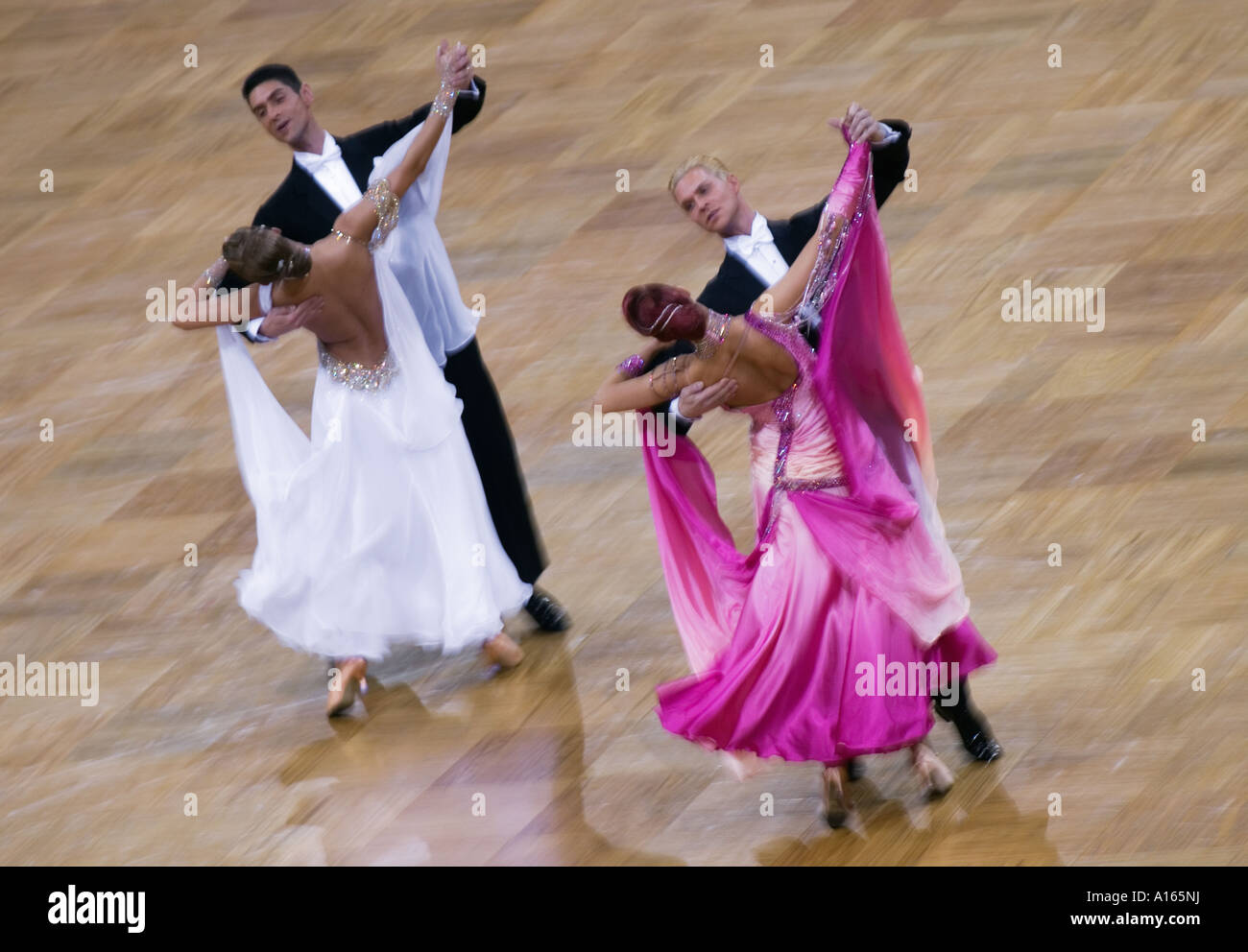 Professional ballroom dancers performing in the Standard Dance ...