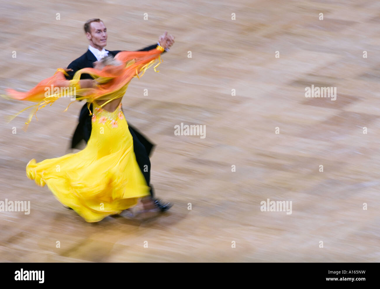 Professional ballroom dancers performing in the Standard Dance ...