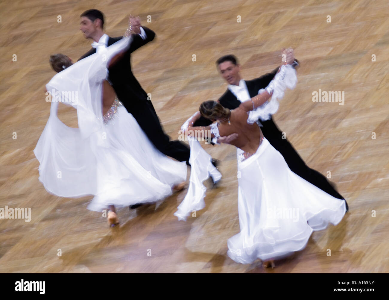 Professional ballroom dancers performing in the Standard Dance ...