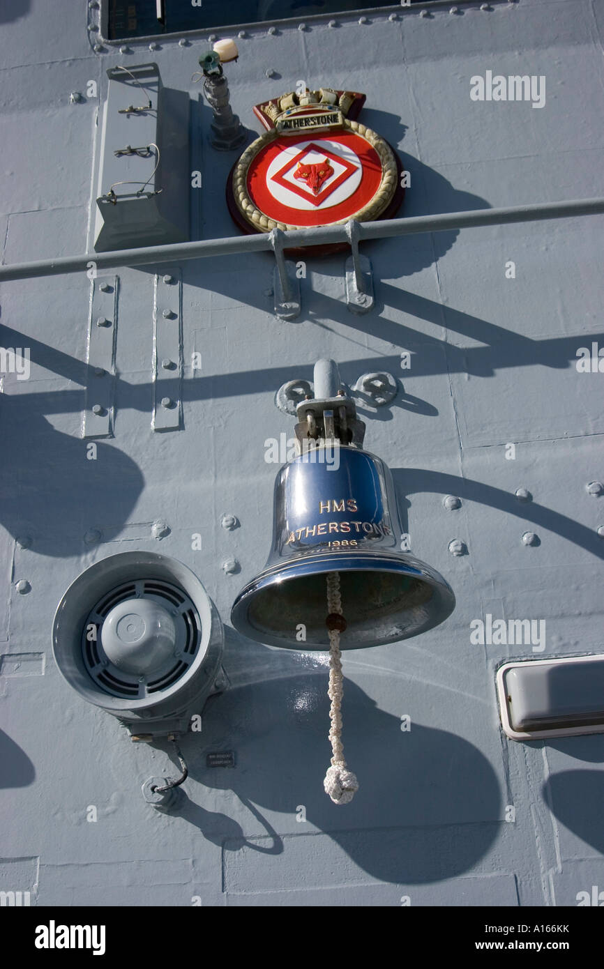 Ship's bell and siren aboard the HMS Atherstone Stock Photo - Alamy