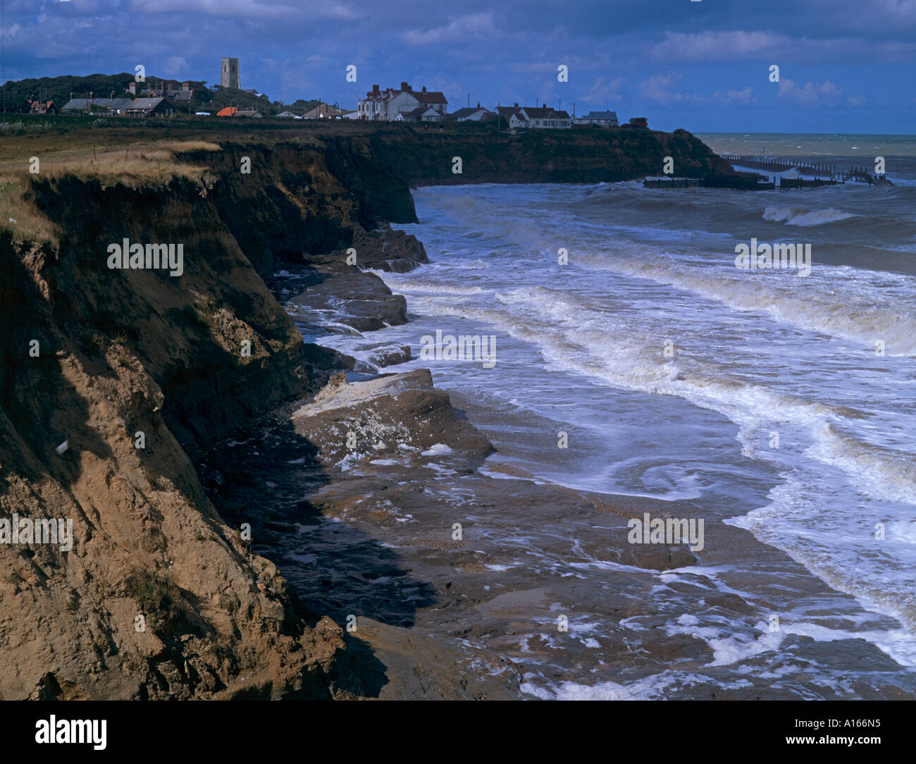 Rising sea levels causing coastal erosion on soft coast Happisburgh ...