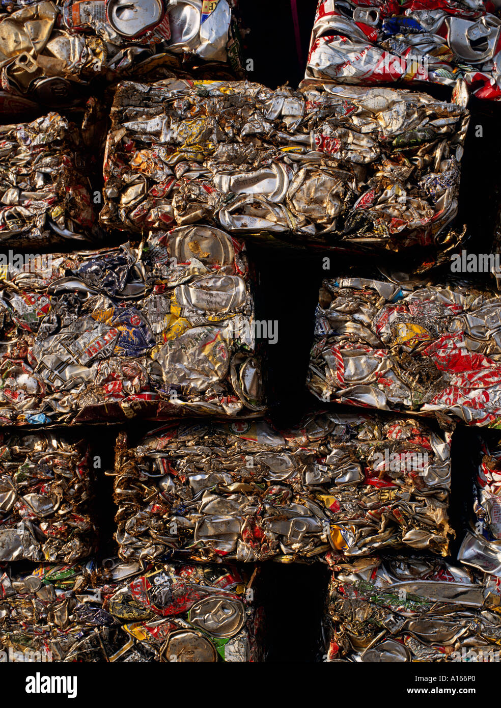 Squashed metal drink cans for recycling South Wales UK Stock Photo - Alamy