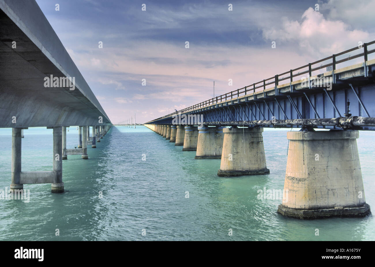 Seven Mile Bridge, Overseas Highway, The Keys, Florida, USA Stock Photo ...