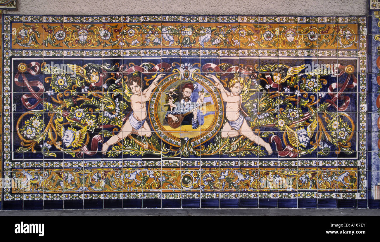 Tile paintings at Columbia Restaurant, Ybor City, Tampa, Florida, USA ...