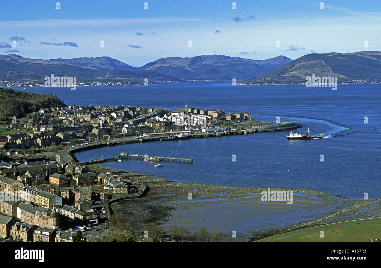 A sweeping view of Gourock and the Firth of Clyde from Lyle Hill in ...
