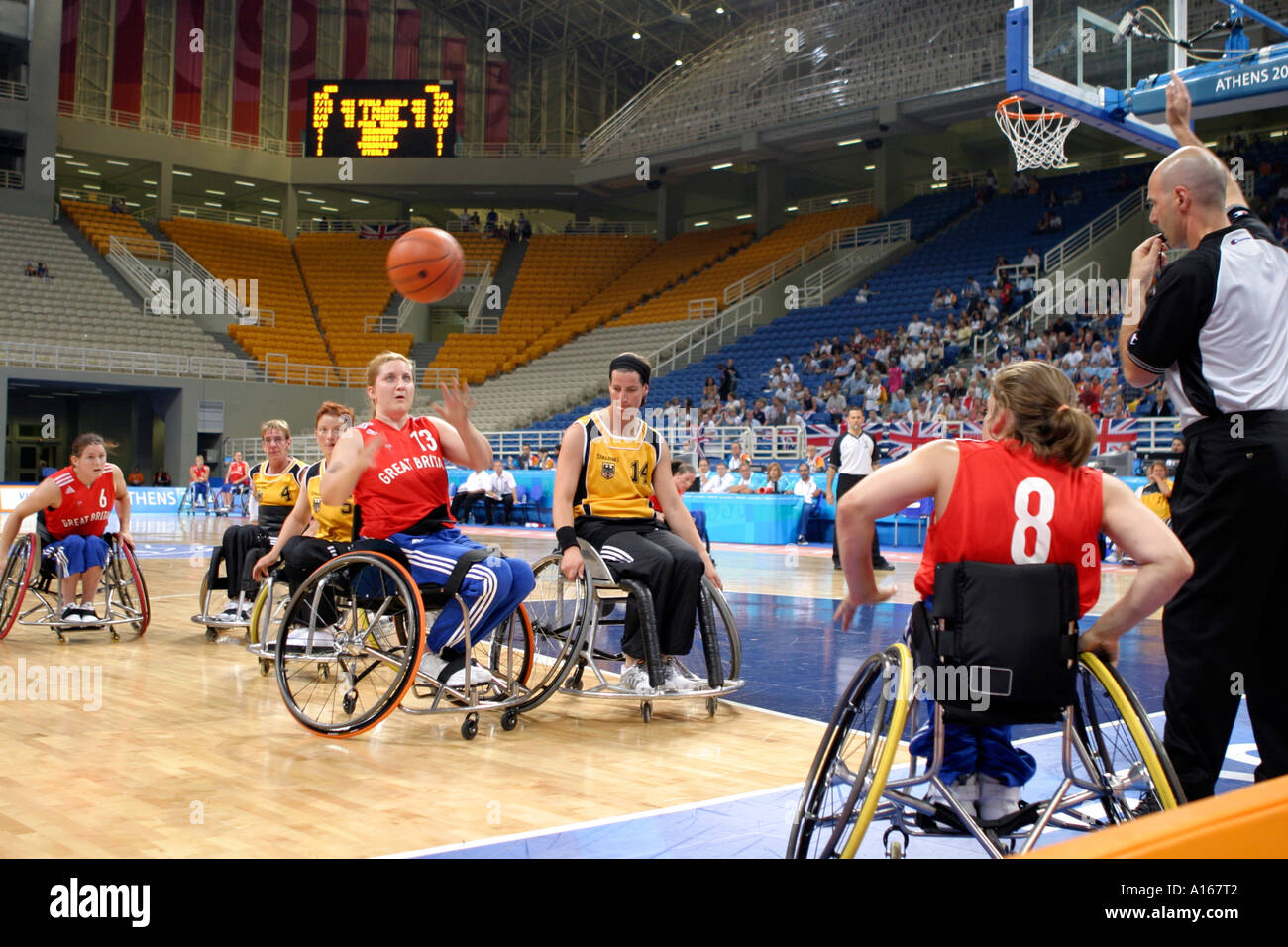 Sonia Howe of Great Britain receives the ball in the quarterfinal ...