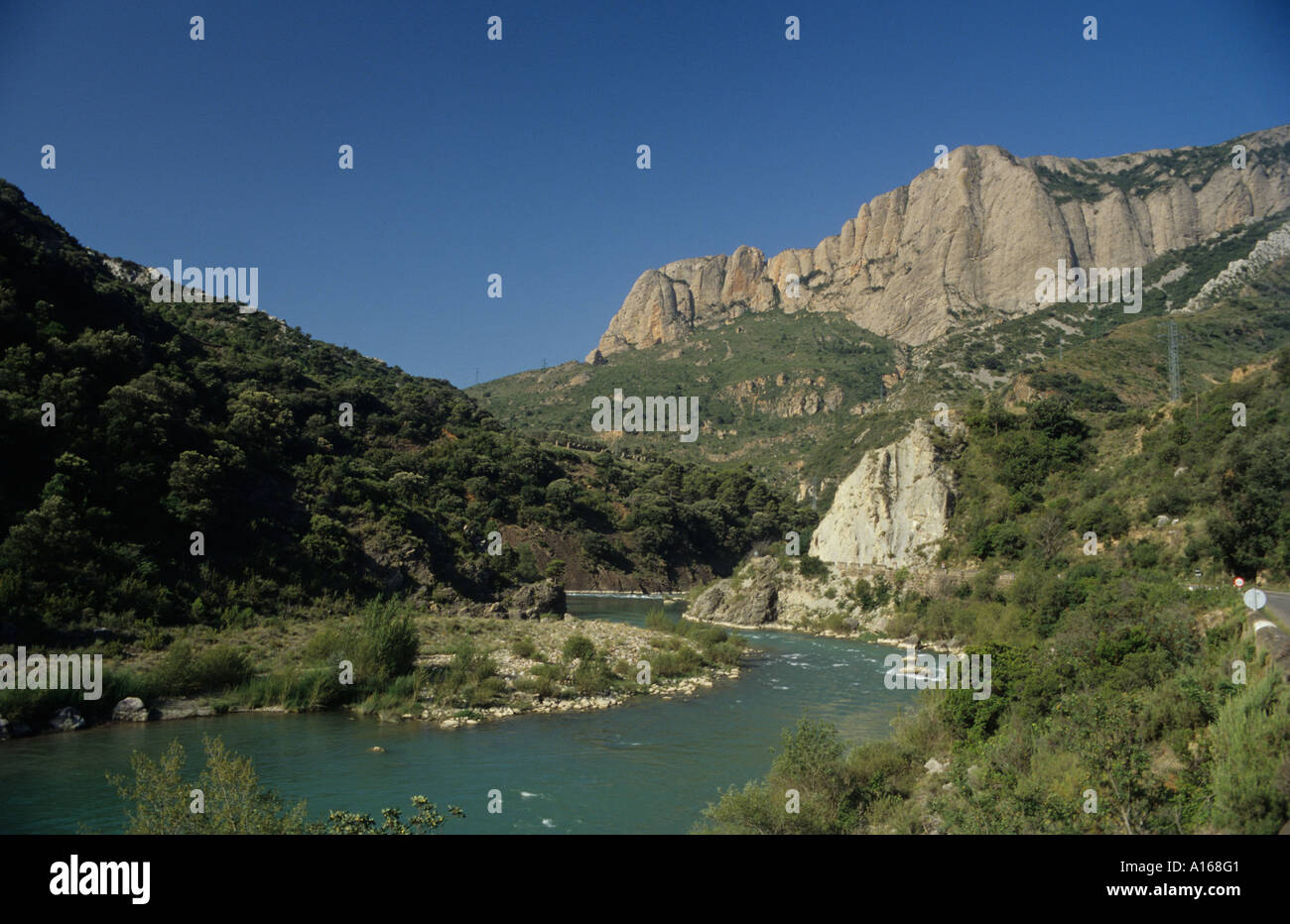 View of river winding through valley in Aragon Spain Stock Photo - Alamy