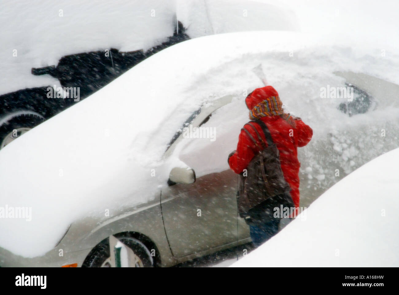 Winter Snowfall on Car Stock Photo - Alamy