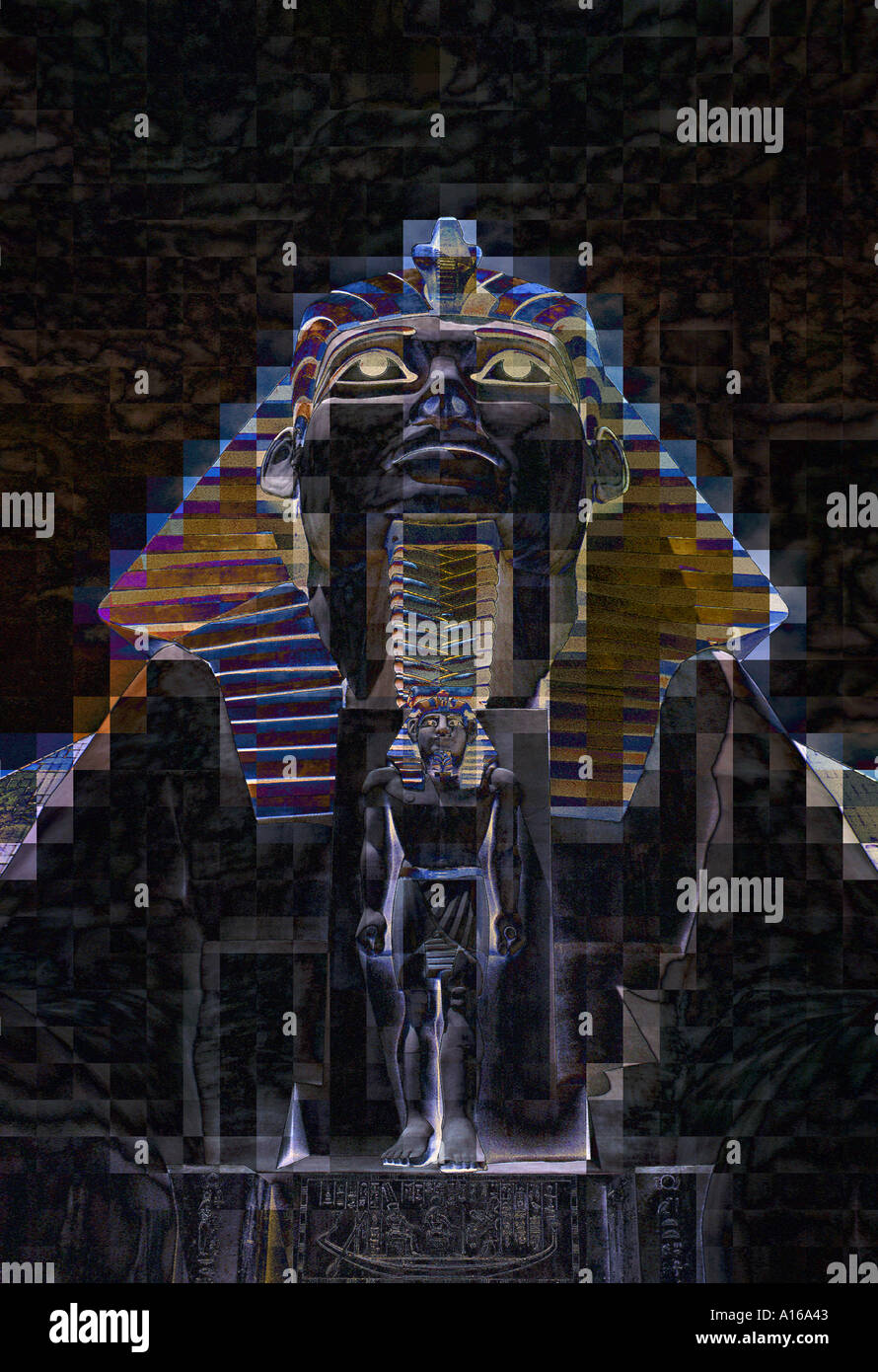Dark rendition of Sphinx head replica Stock Photo - Alamy