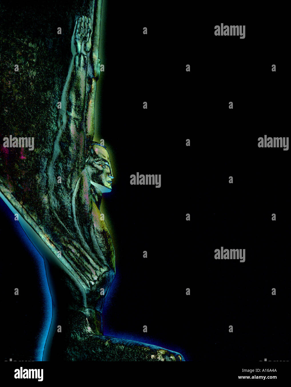 Mysterious sculpture of winged man Stock Photo - Alamy