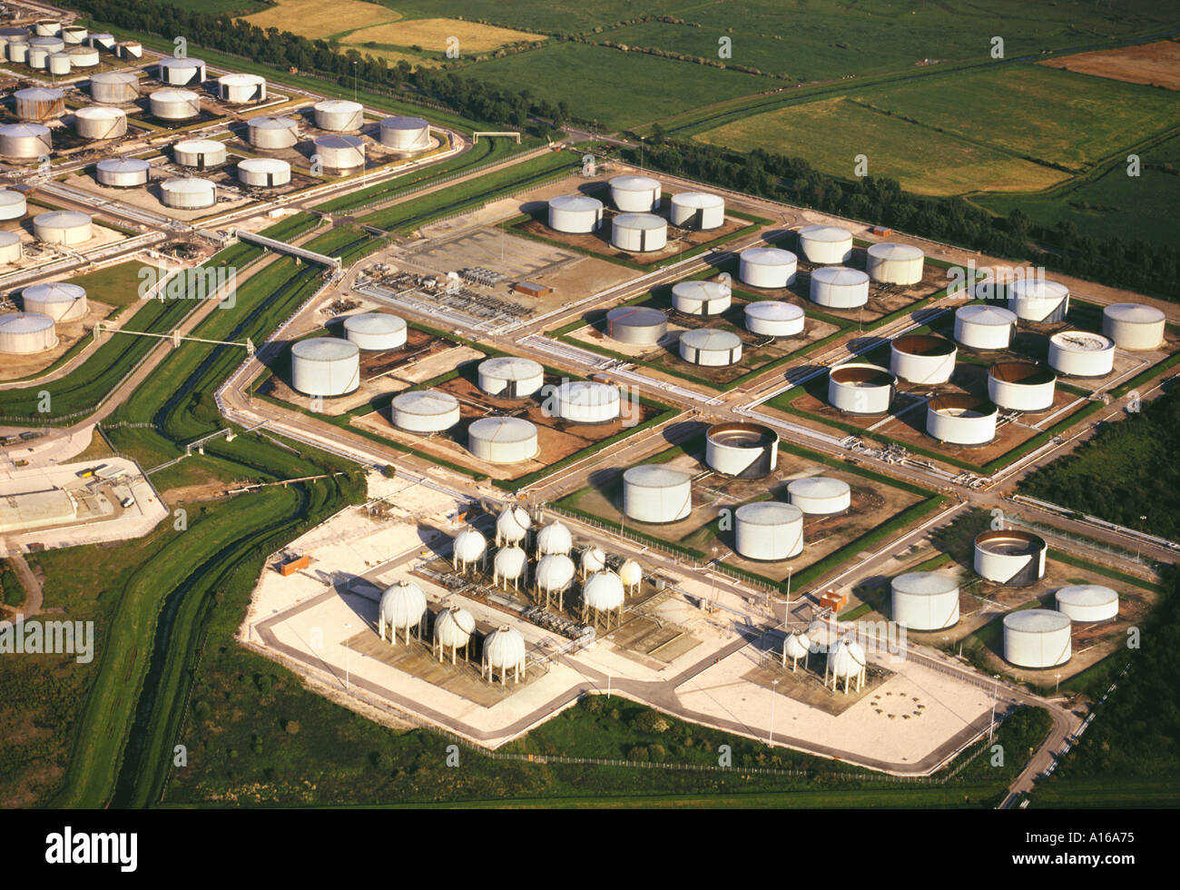 Aerial view of petrochemical plant storage tanks Stock Photo - Alamy