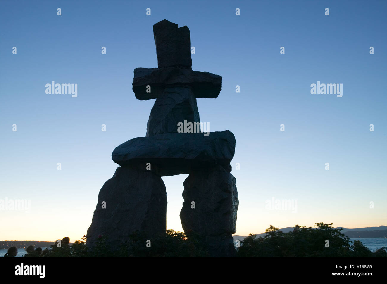 Vancouver British Columbia Canada Inukshuk at English Bay Beach Stock ...