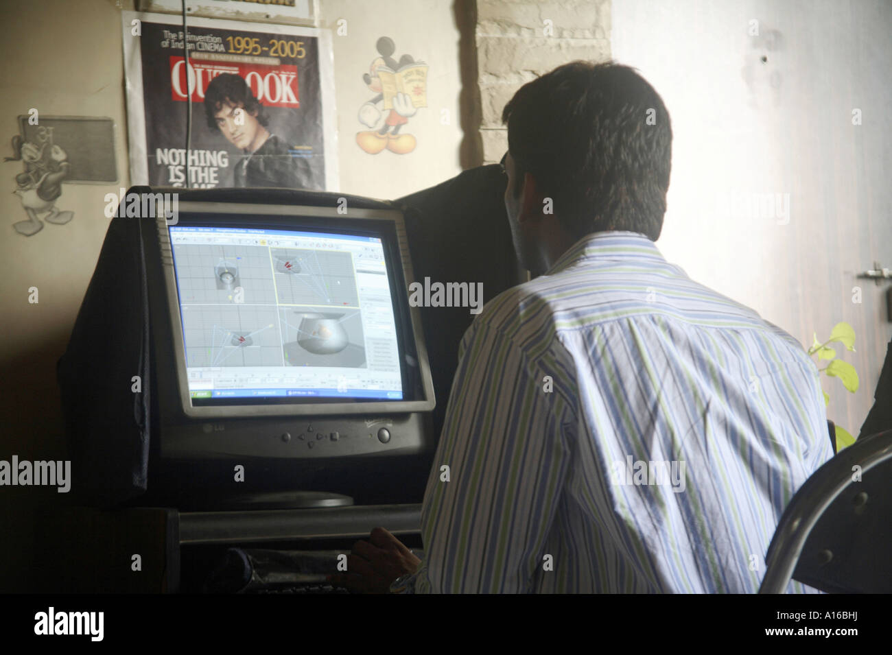 Indian man working on computer in his home in India Stock Photo - Alamy