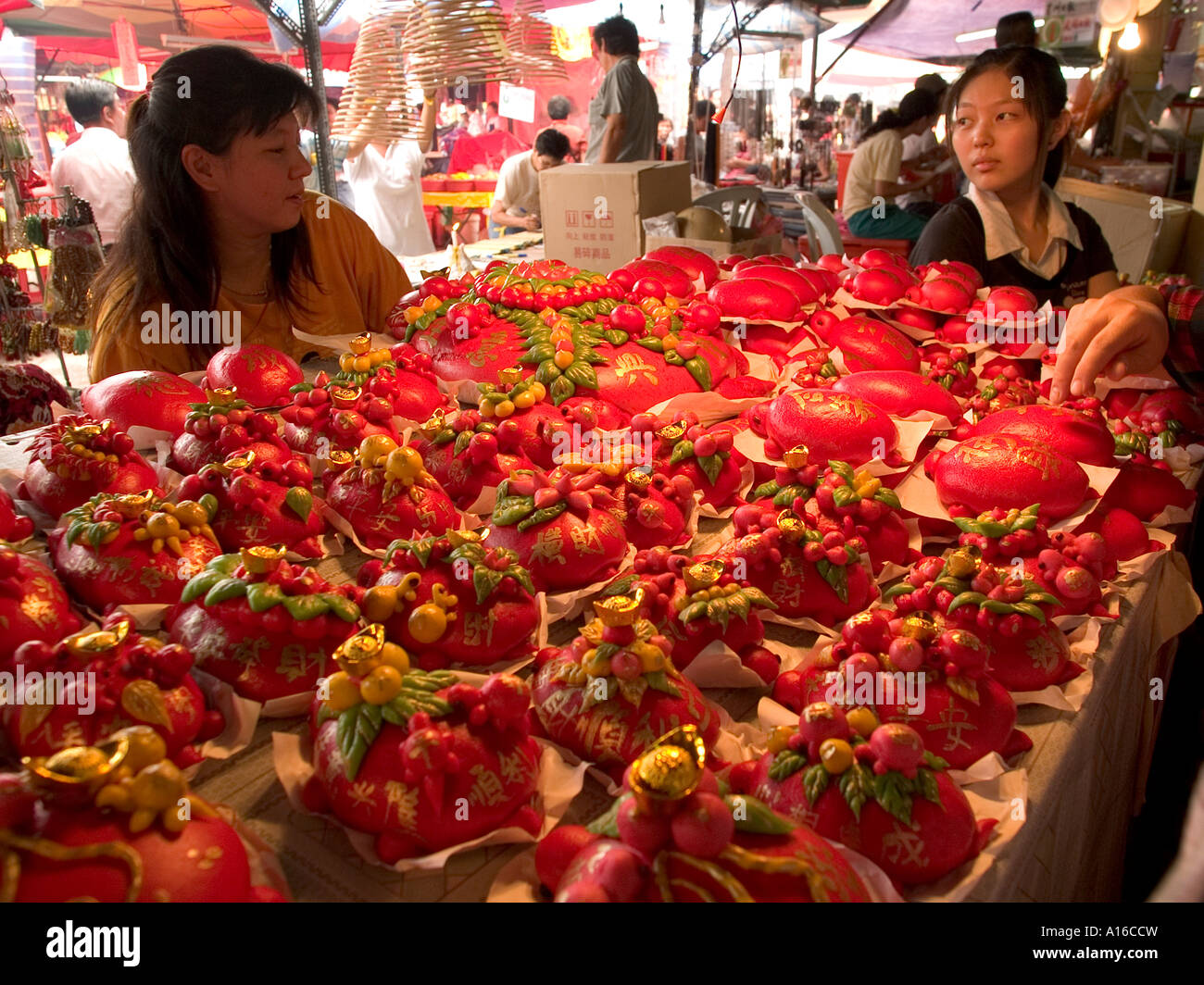 Ang Ku stallholders at the Nine Emperor Gods festival, Malaysia Stock ...
