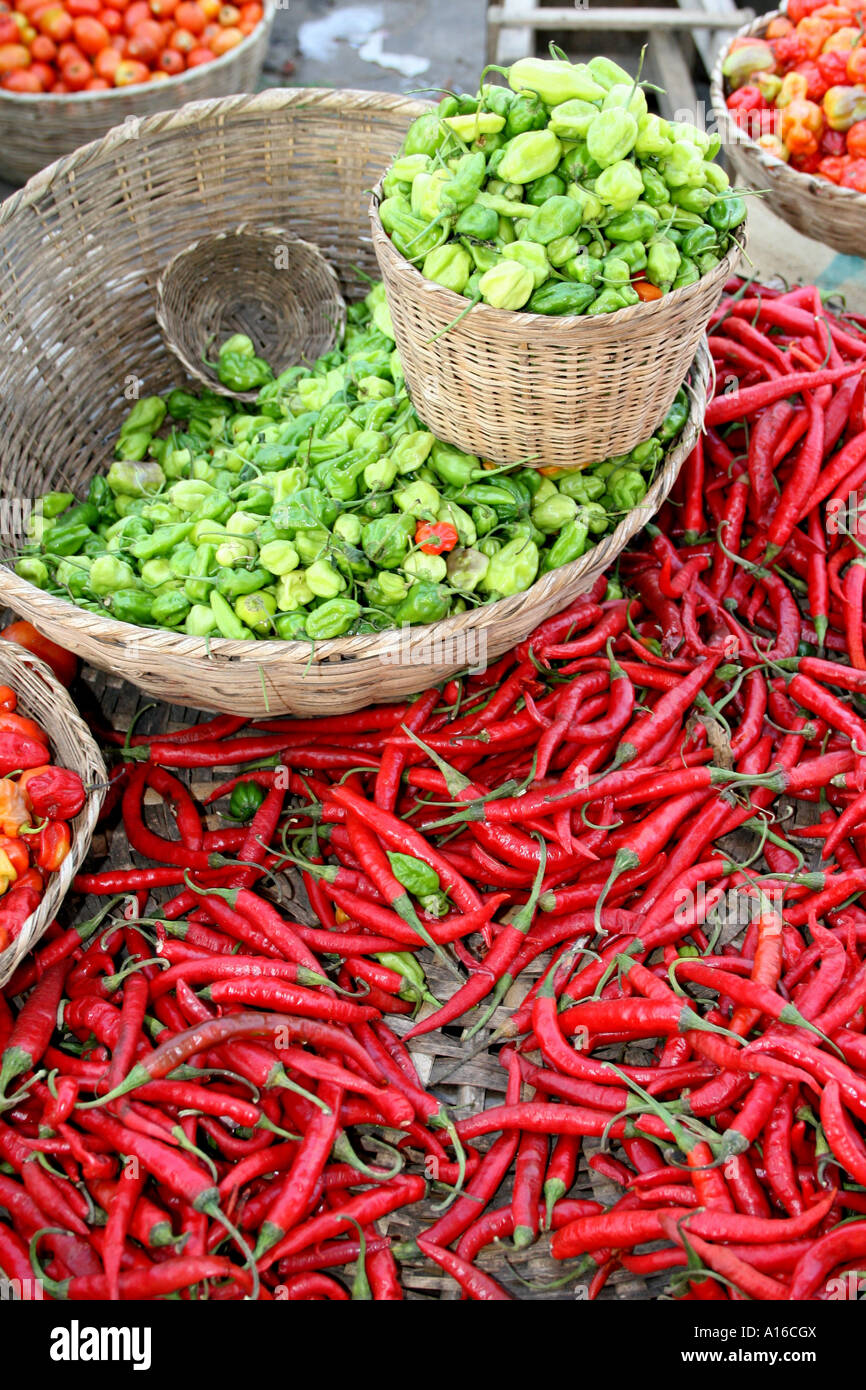 Chillies for sale , Lome central market, Togo , West Africa Stock Photo ...
