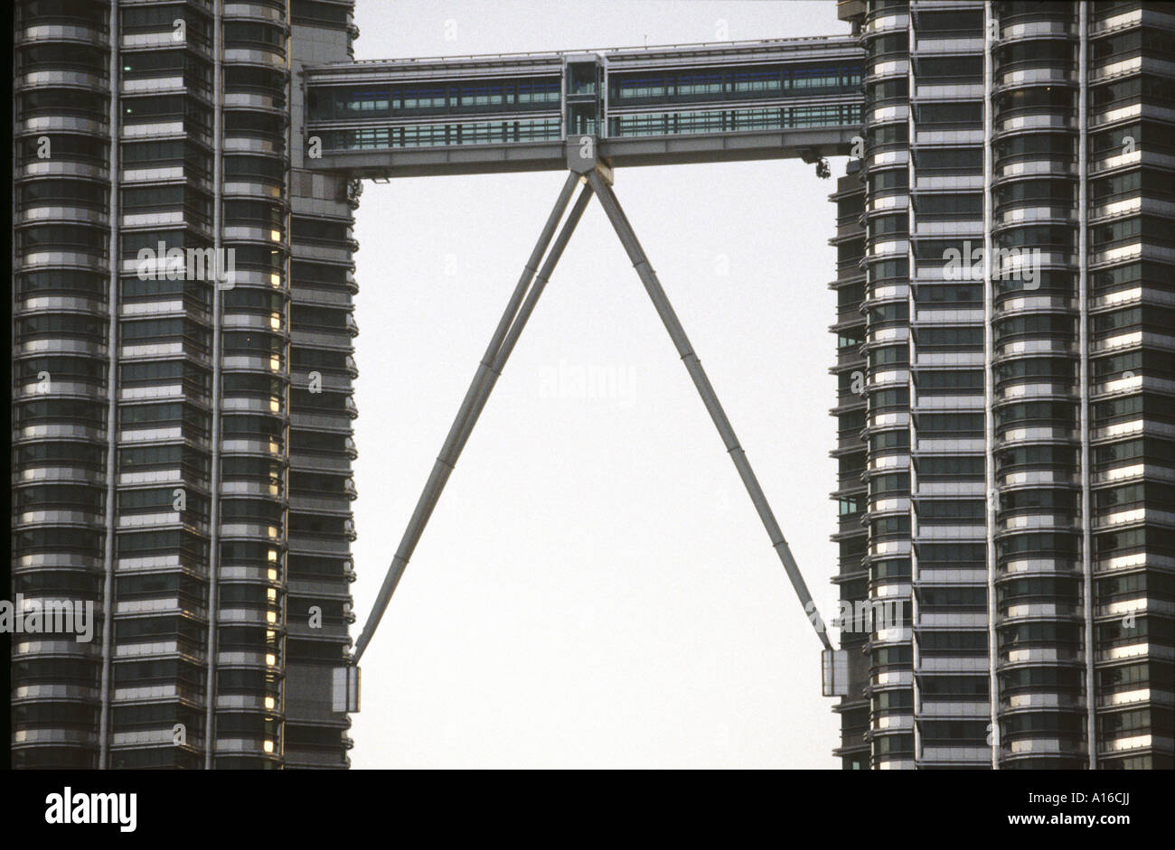 Detailed photograph of the sky bridge linking the two towers of the ...
